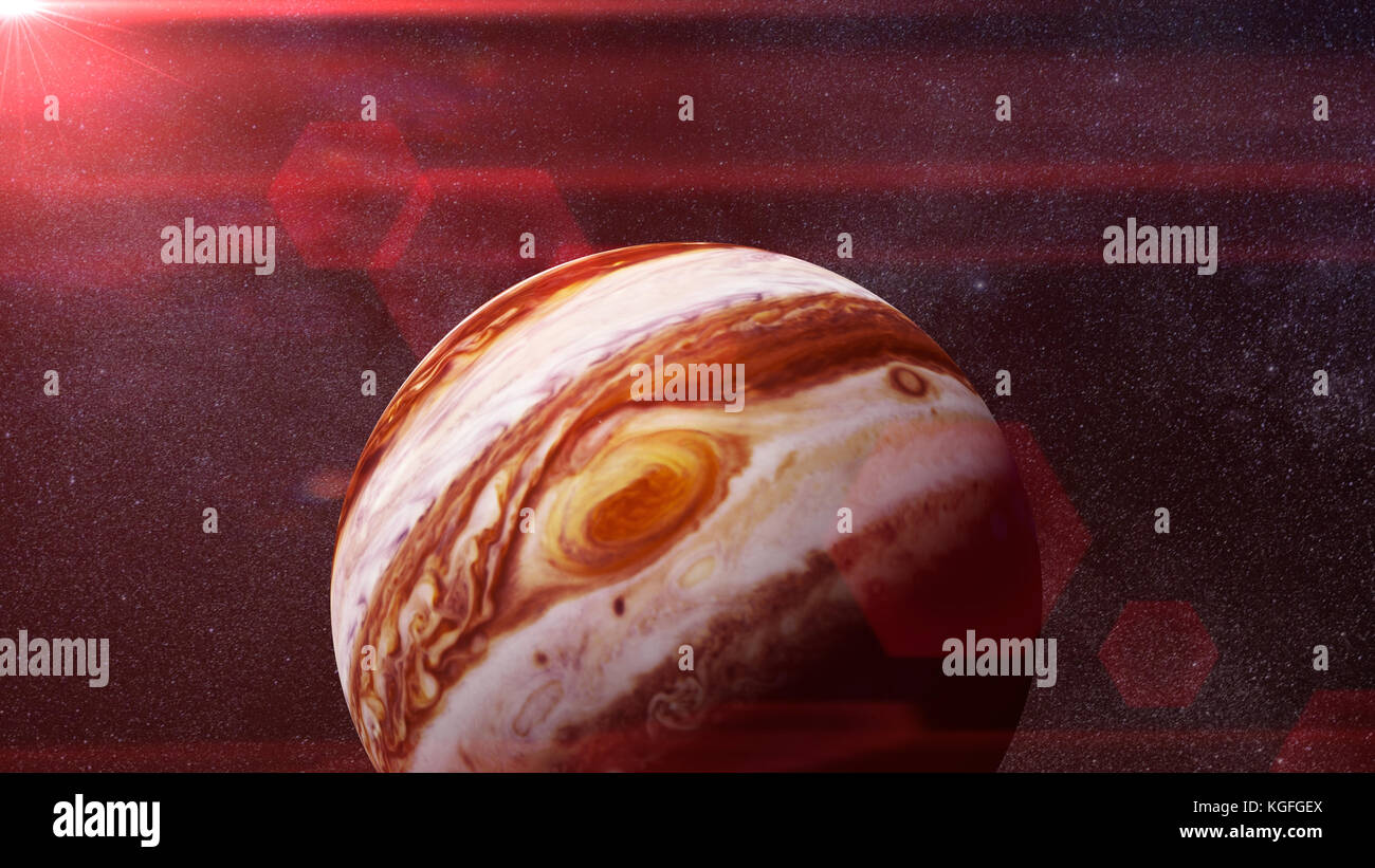 planet Jupiter the Sun and the stars (3d rendering, elements of this ...