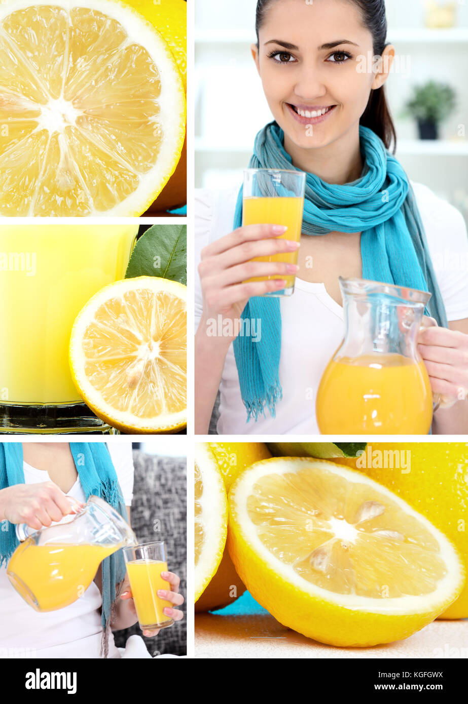 Collage of different photos with lemon Stock Photo - Alamy