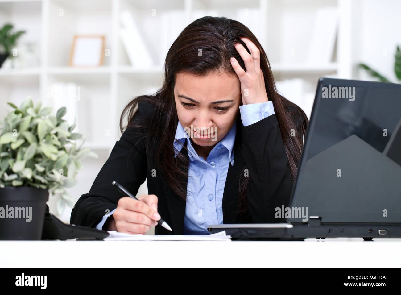 worried businesswoman have problem Stock Photo - Alamy
