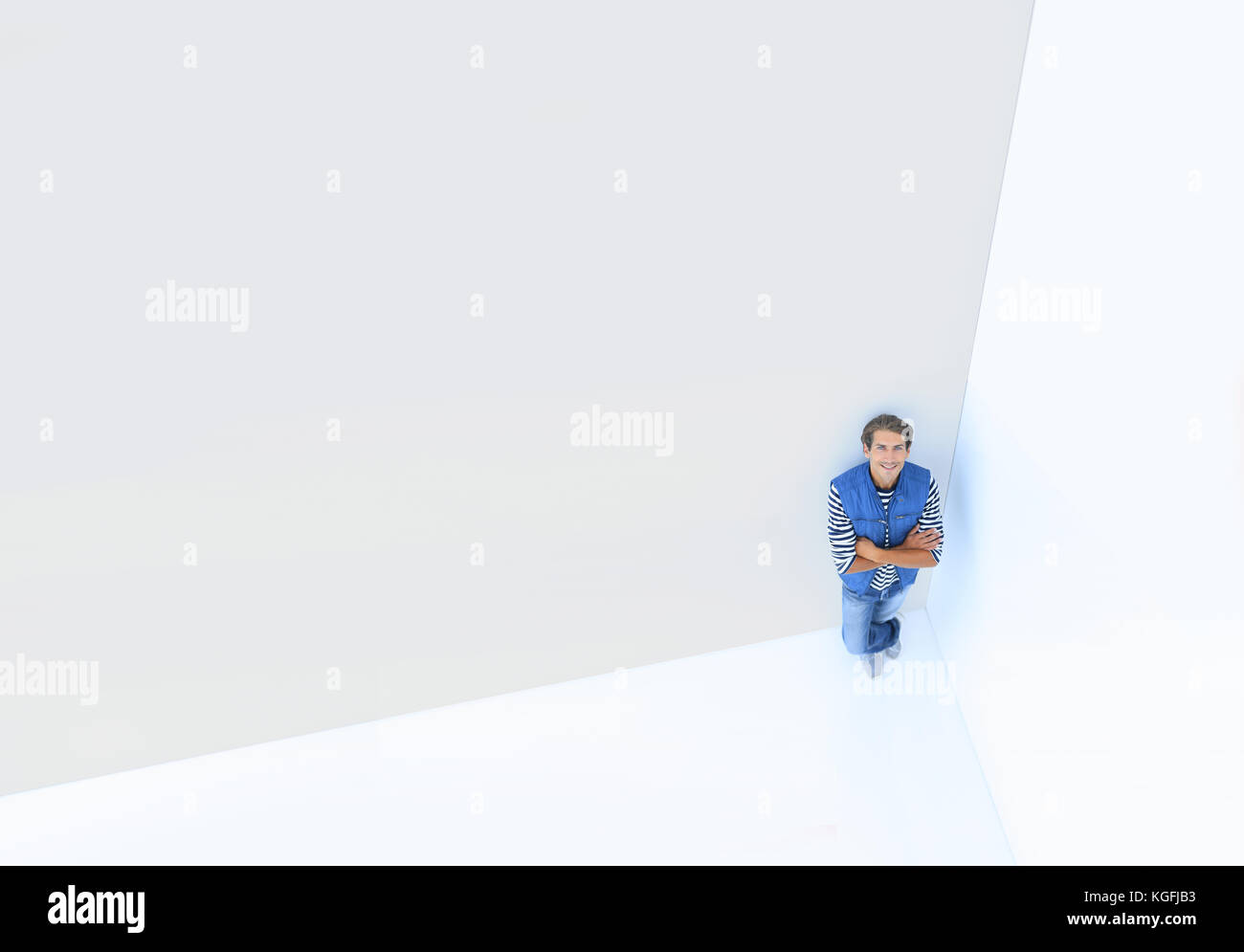 view from the top.modern smiling guy Stock Photo - Alamy