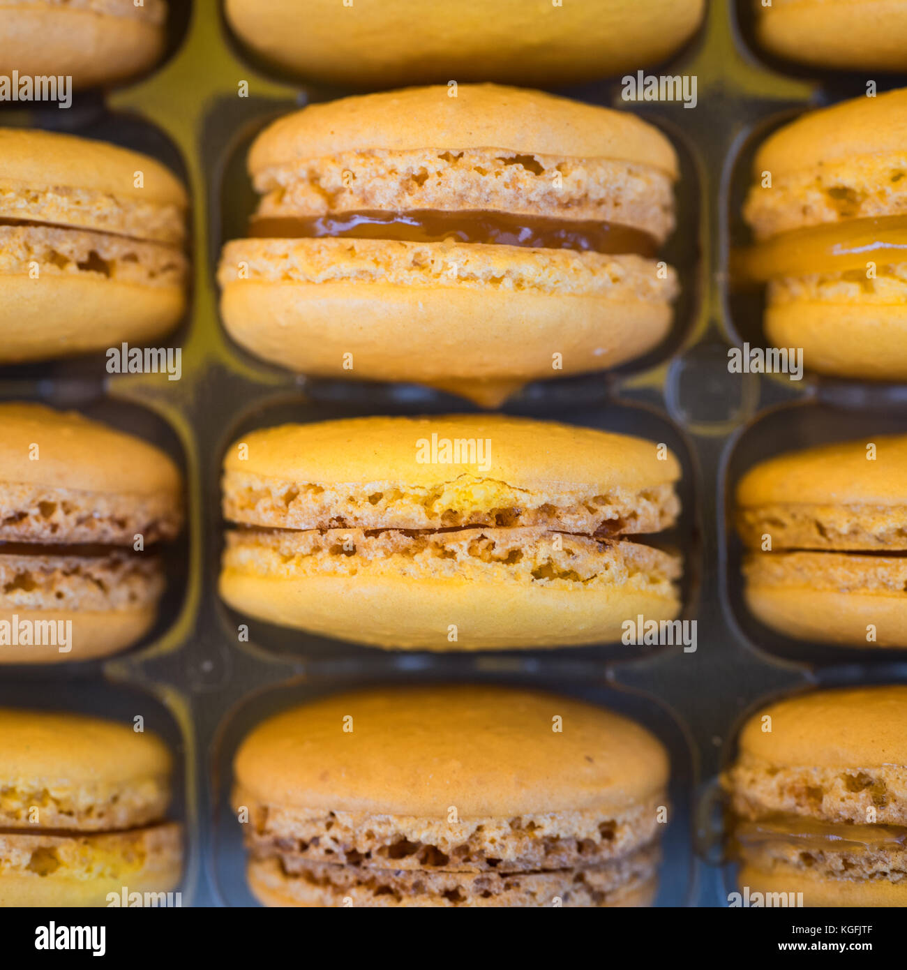 Yellow macaroons, close up Stock Photo - Alamy