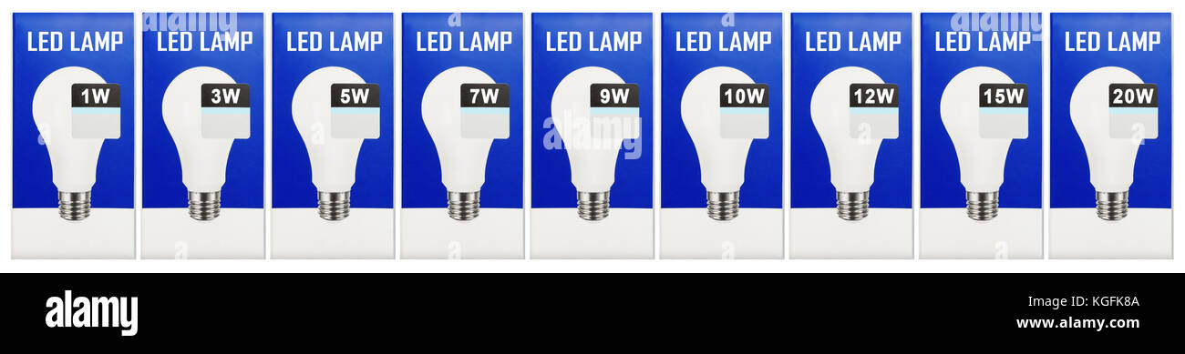 Electrical grid - LED Lump lamps of different power 1W, 3W, 5W, 7W, 9W ...