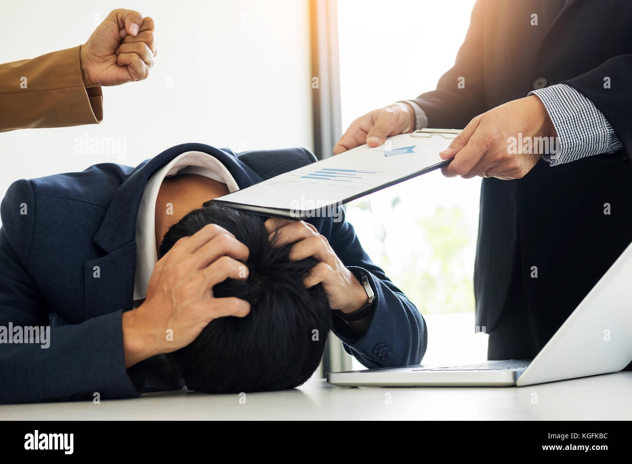 Group Of Angry Business people Blaming Male Colleague In Meeting for ...