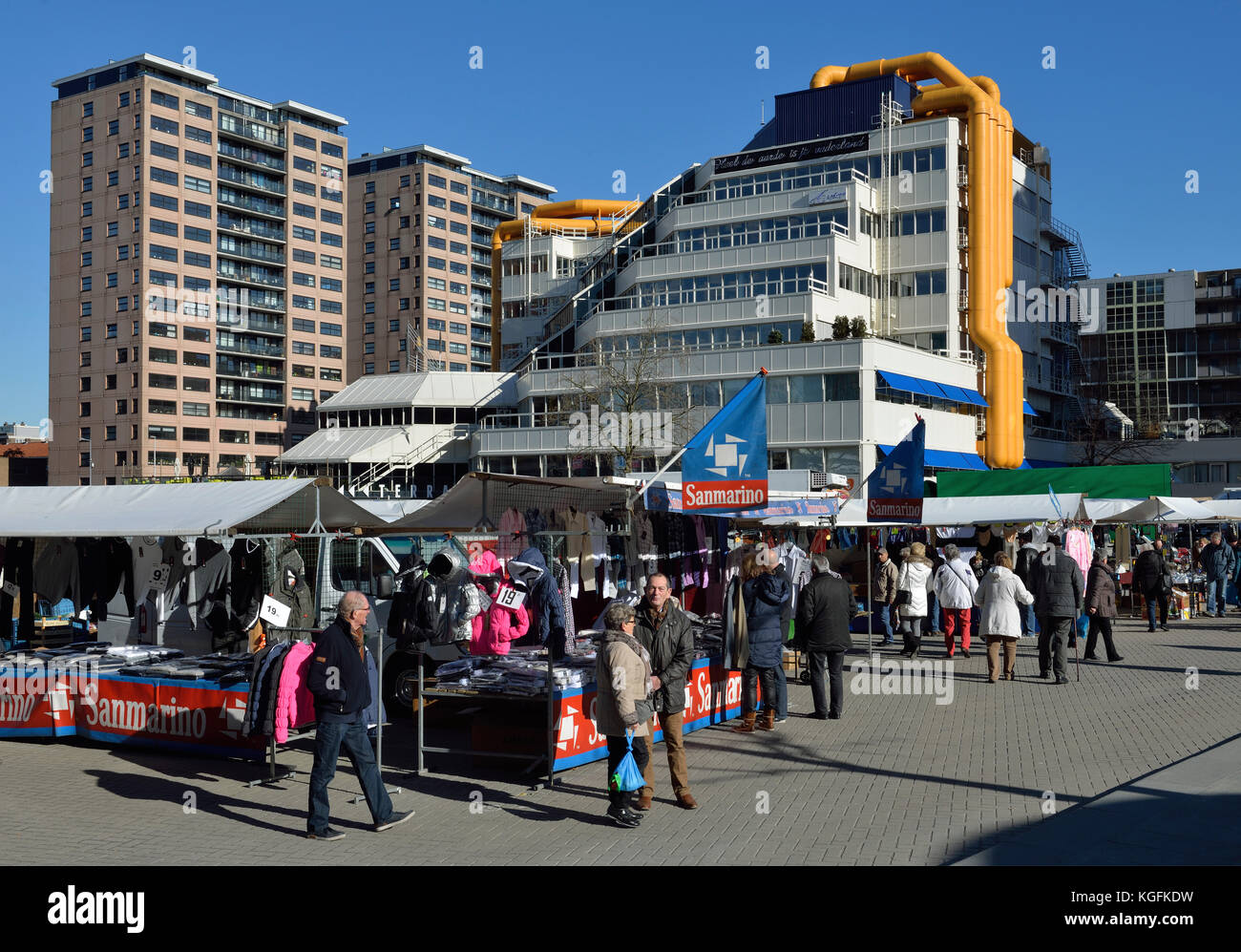 Rotterdam Market area and Central Library building Netherlands Stock ...