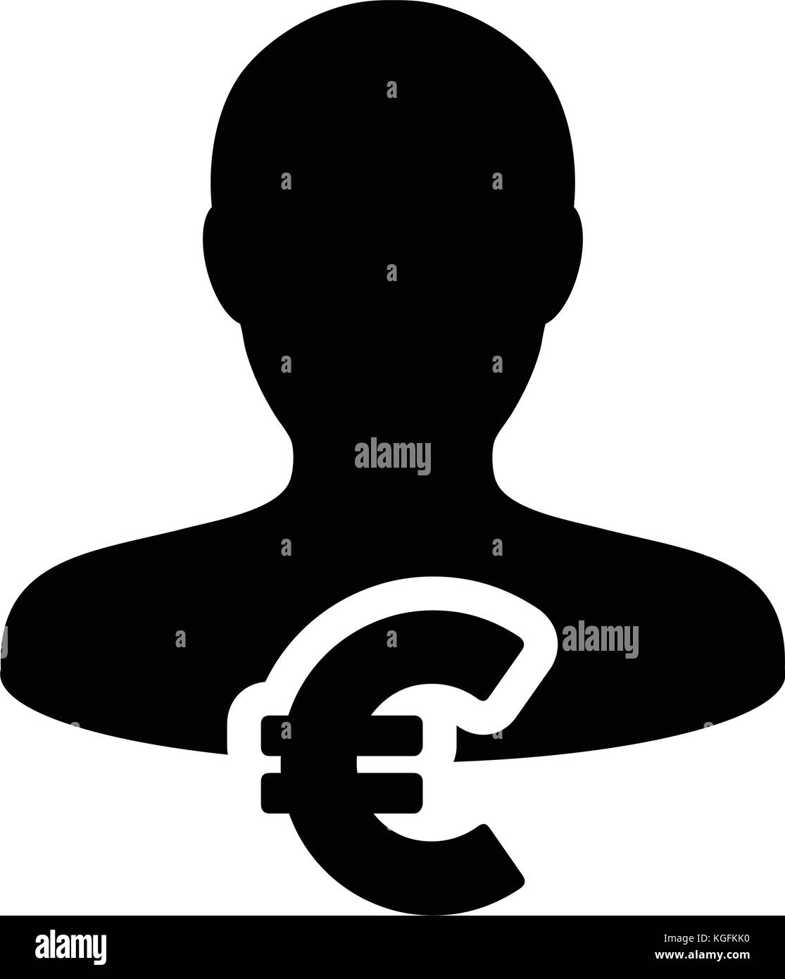 Euro Sign Icon Vector Symbol Currency With Male Person Avatar for ...