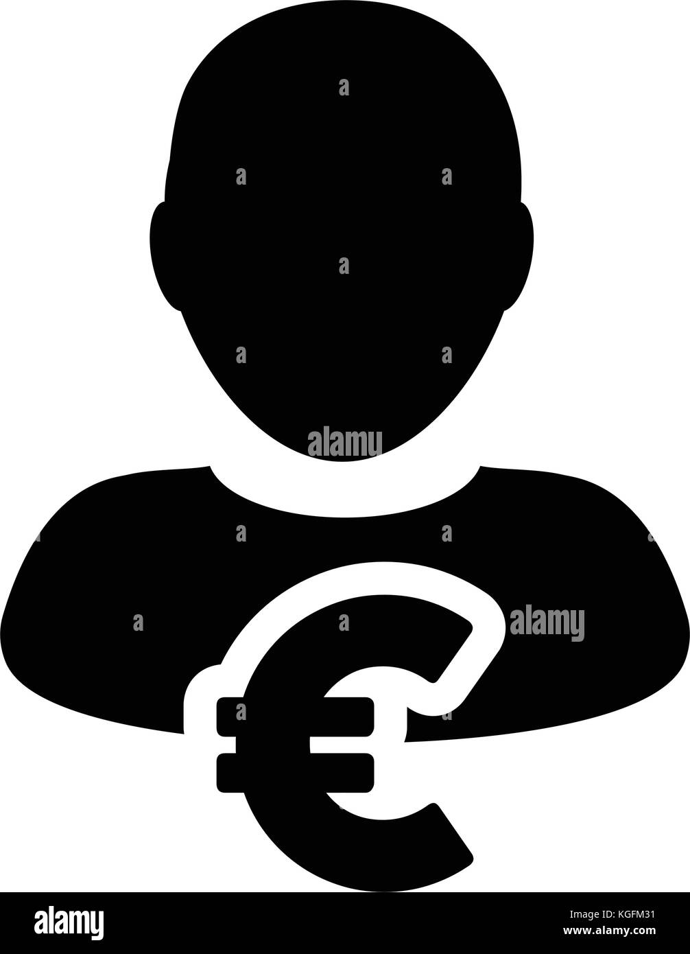 Euro Sign Icon Vector Symbol Currency With Male Person Avatar for ...