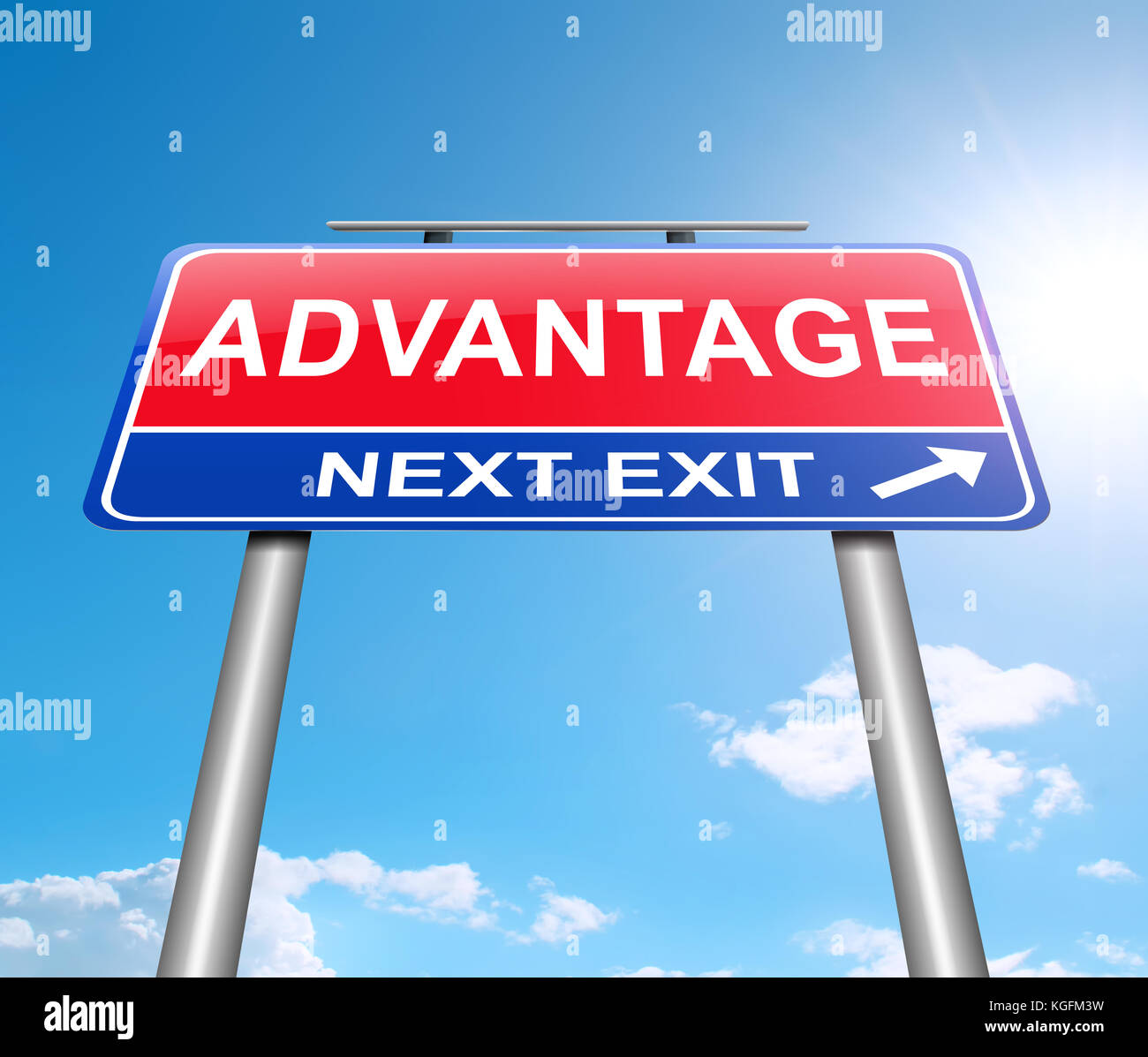 Illustration depicting a sign with an advantage concept Stock Photo - Alamy