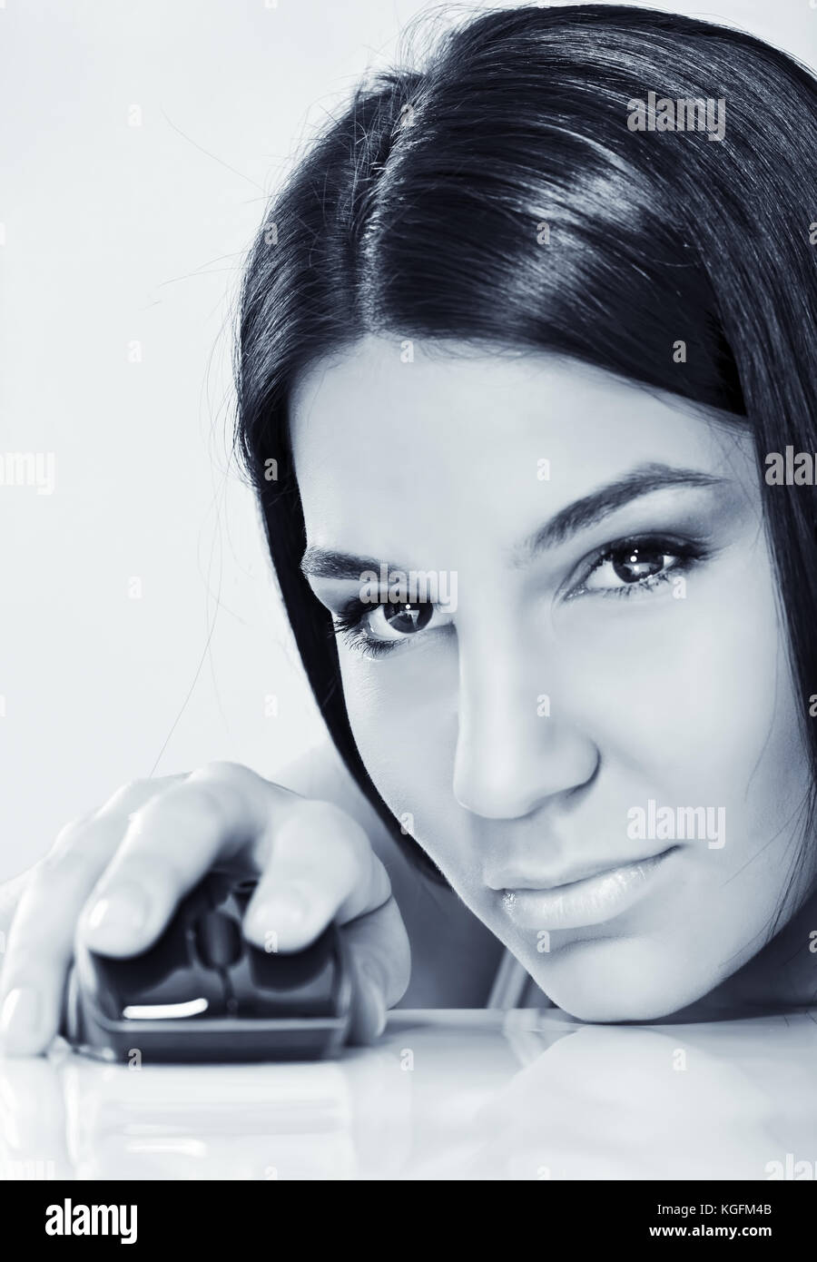 Beautiful cyber girl with computer mouse Stock Photo - Alamy