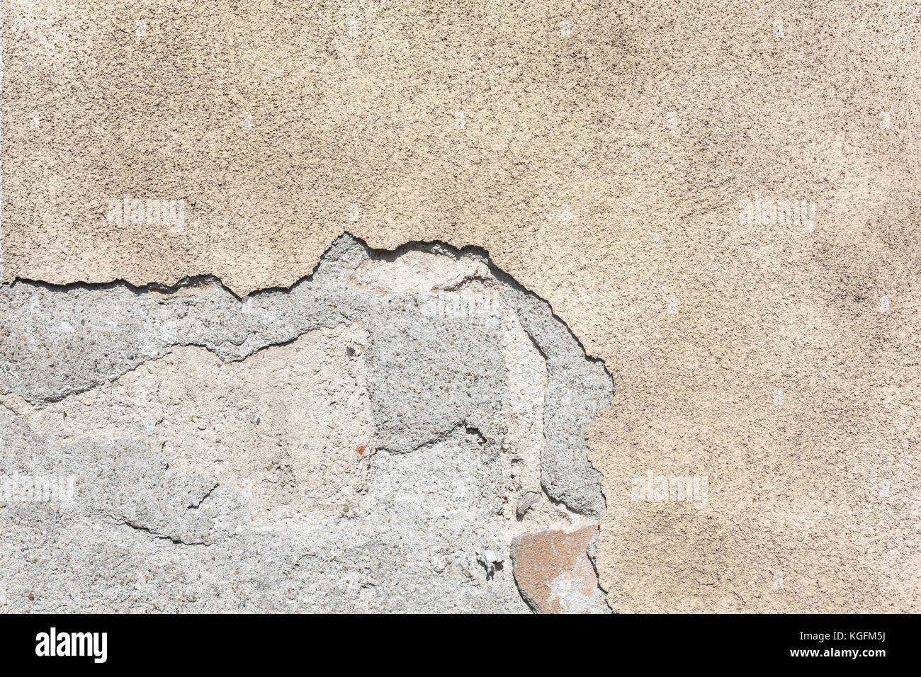 photographed close-up of a crack in the plaster walls of the old ...