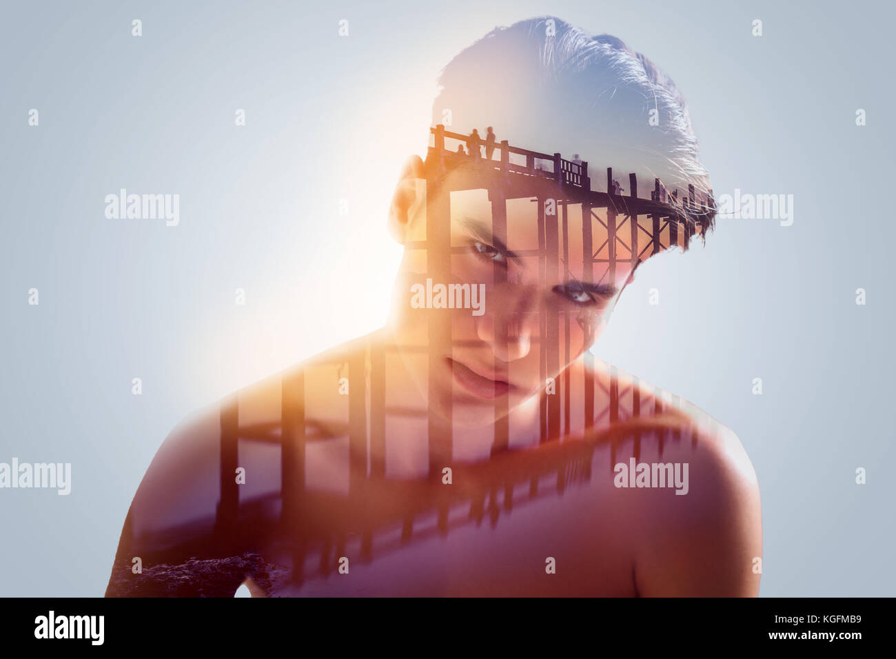 Guy demonstrating critical innovative thinking Stock Photo - Alamy