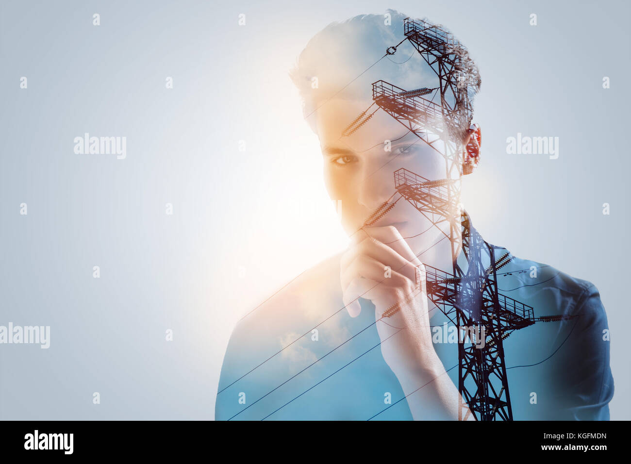 Unusual sincere guy denying bounds Stock Photo - Alamy