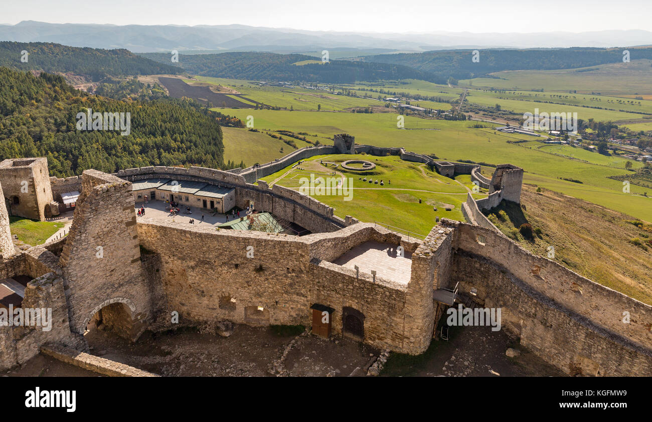 Spis Castle courtyard. Spissky hrad, National Cultural Monument UNESCO ...