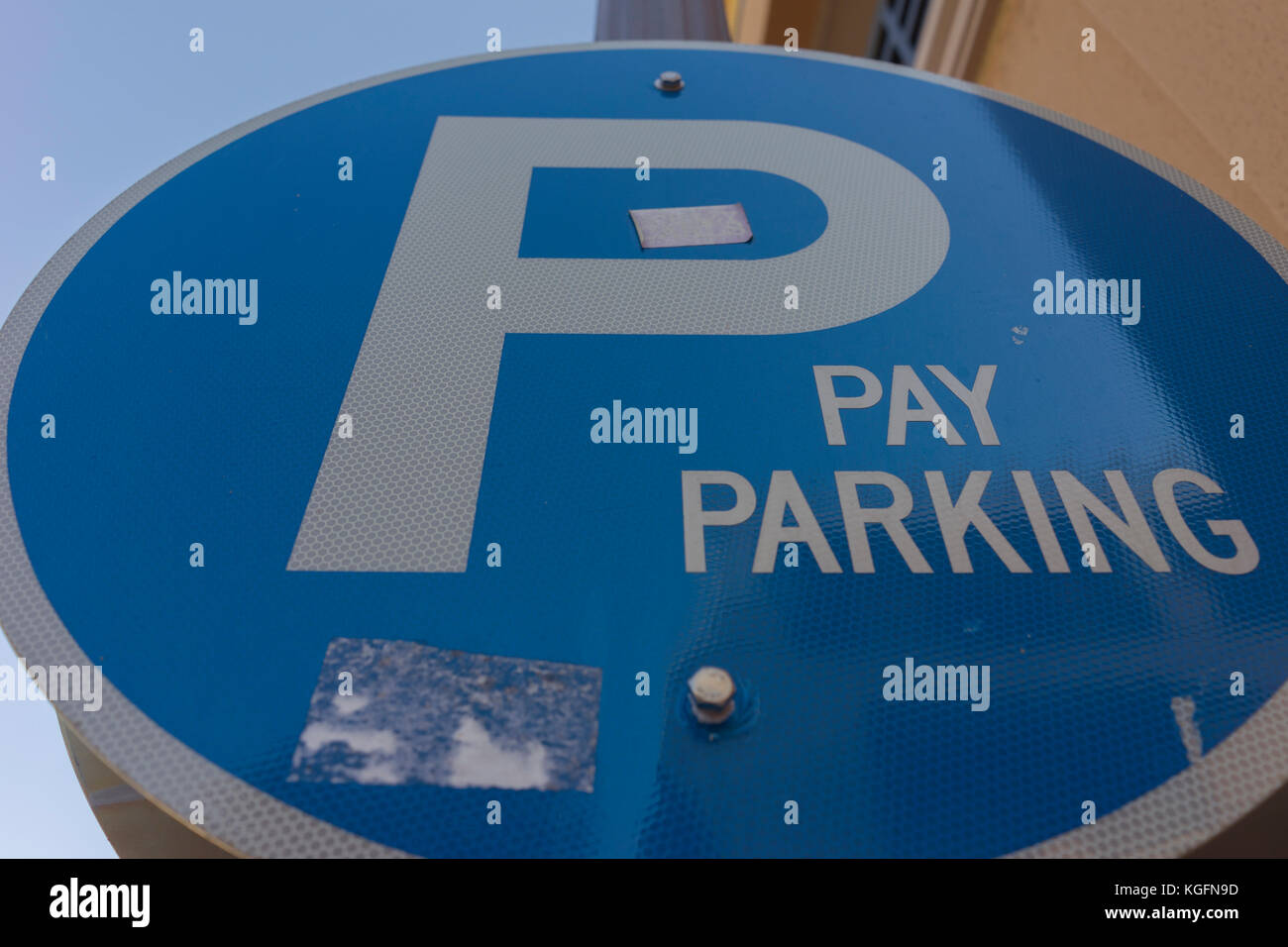 Blue P Pay Parking Sign Downtown Stock Photo - Alamy
