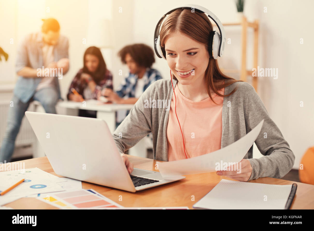 Attentive student checking the information in the Internet Stock Photo ...