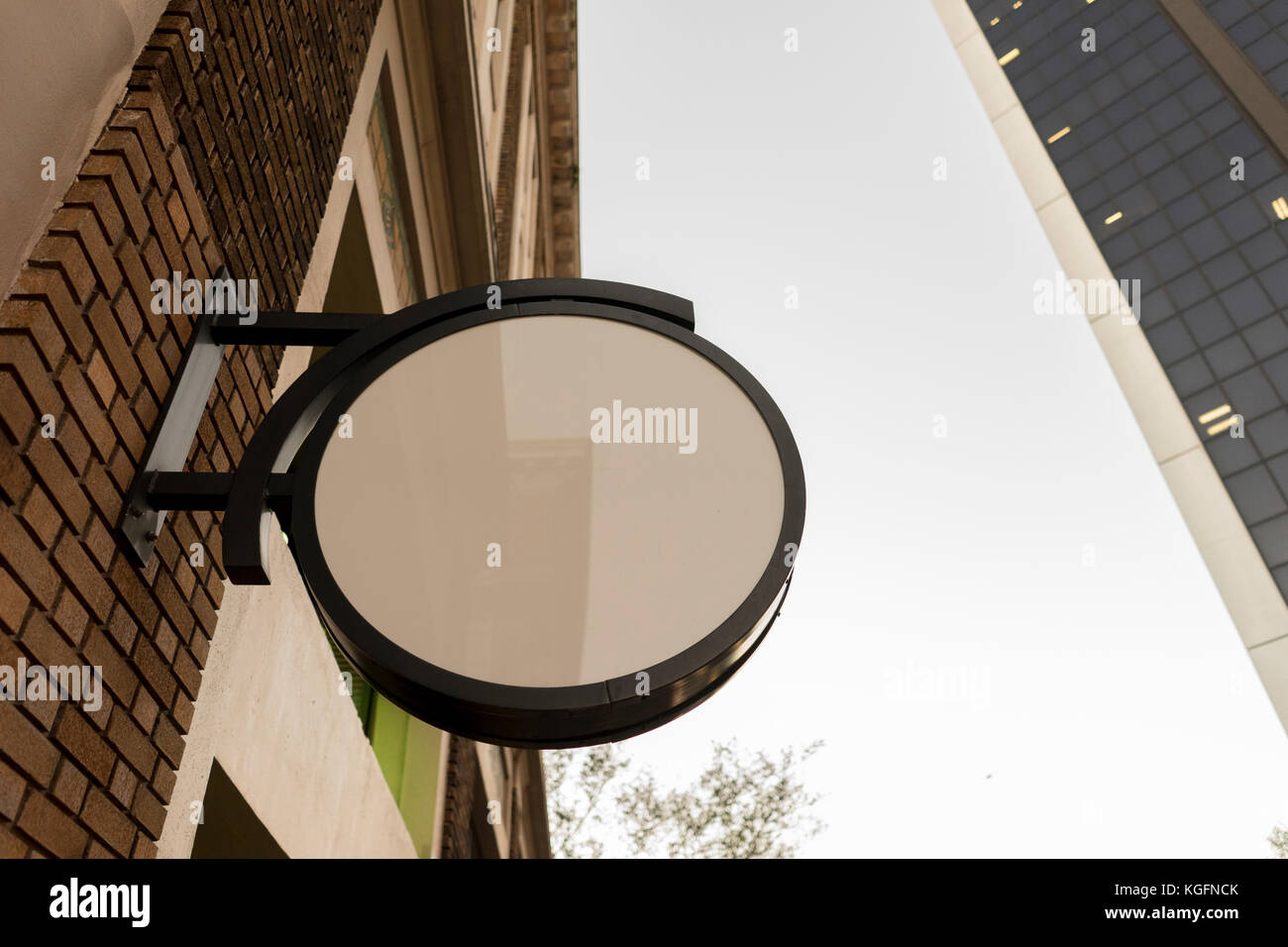 Blank Sign Post Downtown Above Street Stock Photo - Alamy