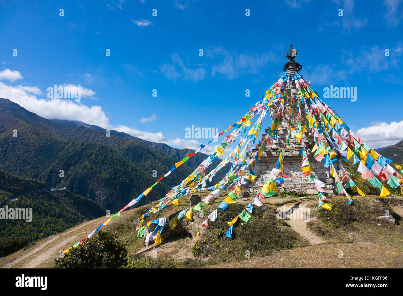 Holy pagodas in Tibetan temple on mountain Stock Photo - Alamy