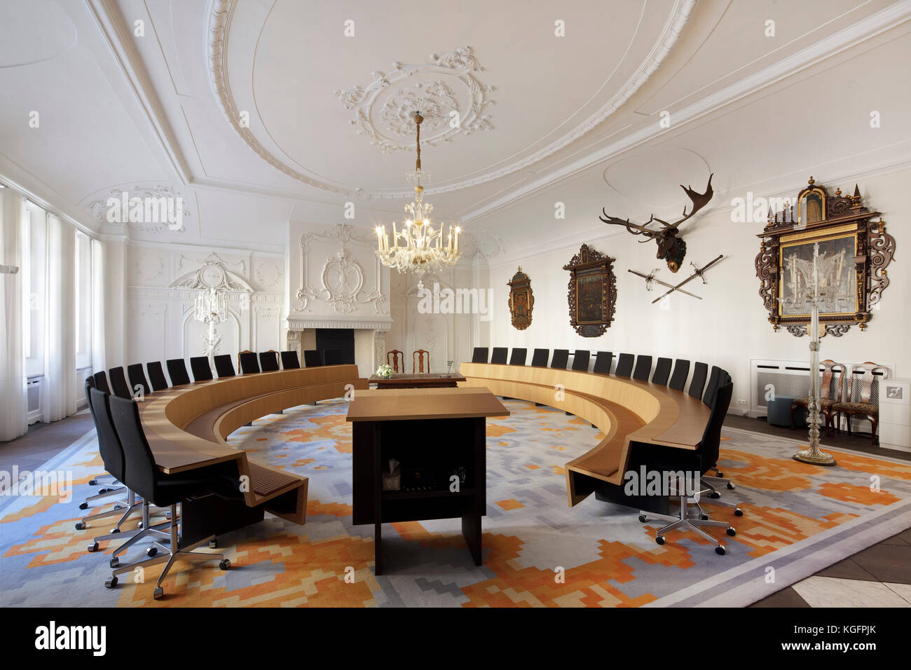 Wedding registry room in original building with contemporary horseshoe ...