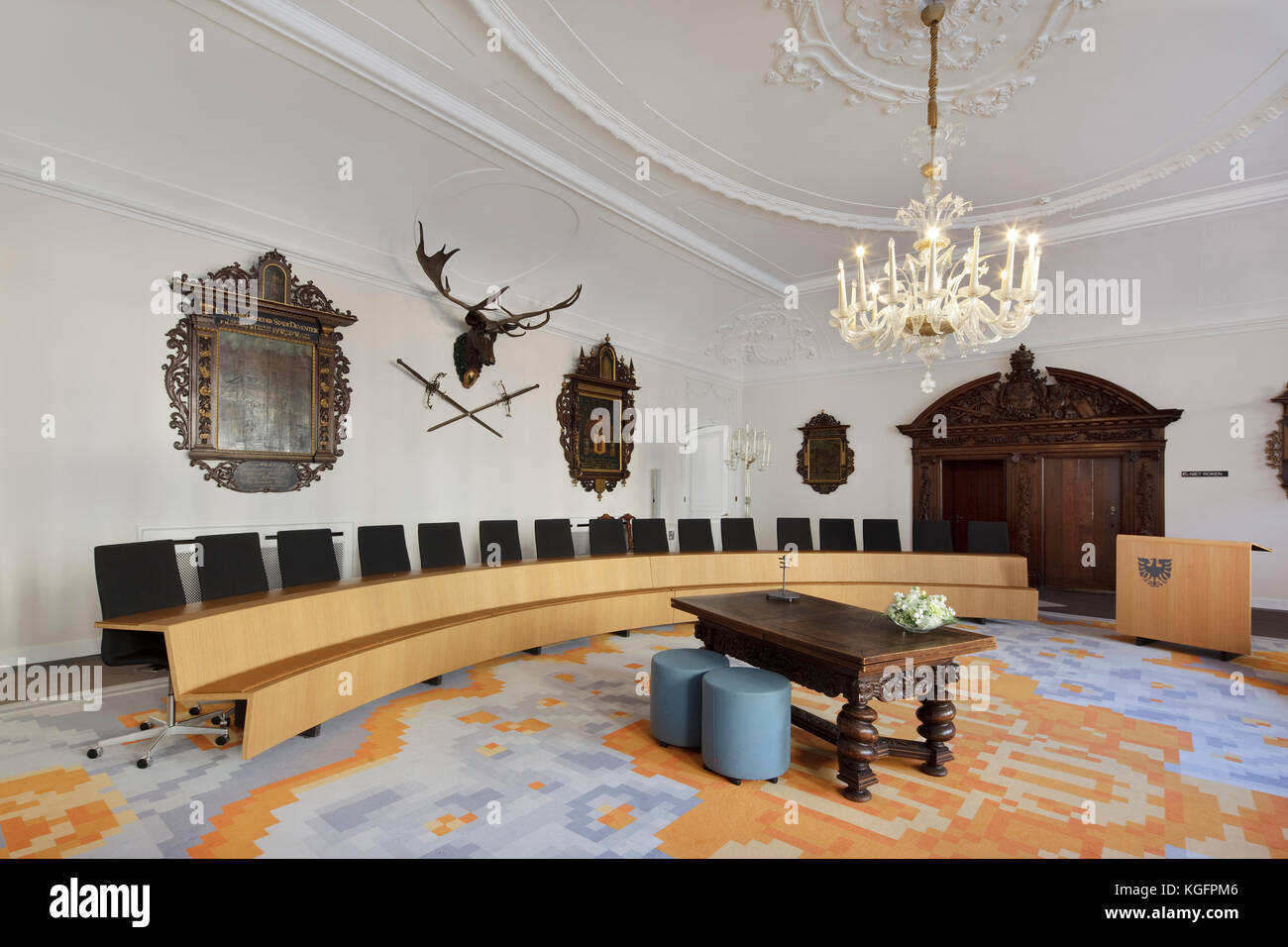 Wedding registry room in original building with contemporary horseshoe ...