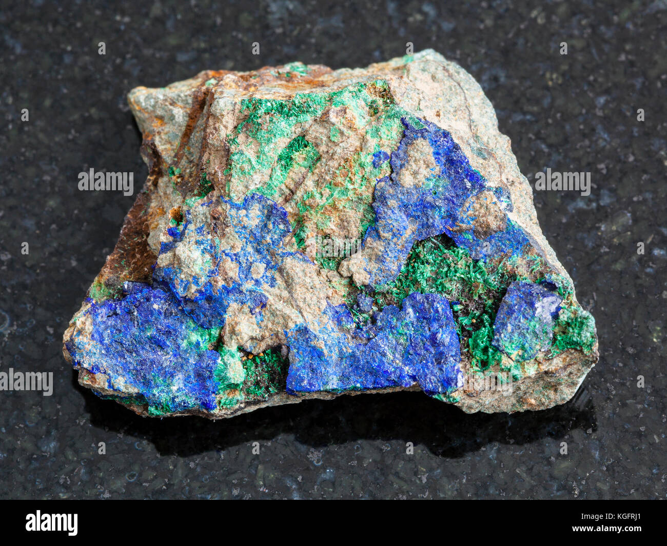macro shooting of natural mineral rock specimen - blue Azurite and ...