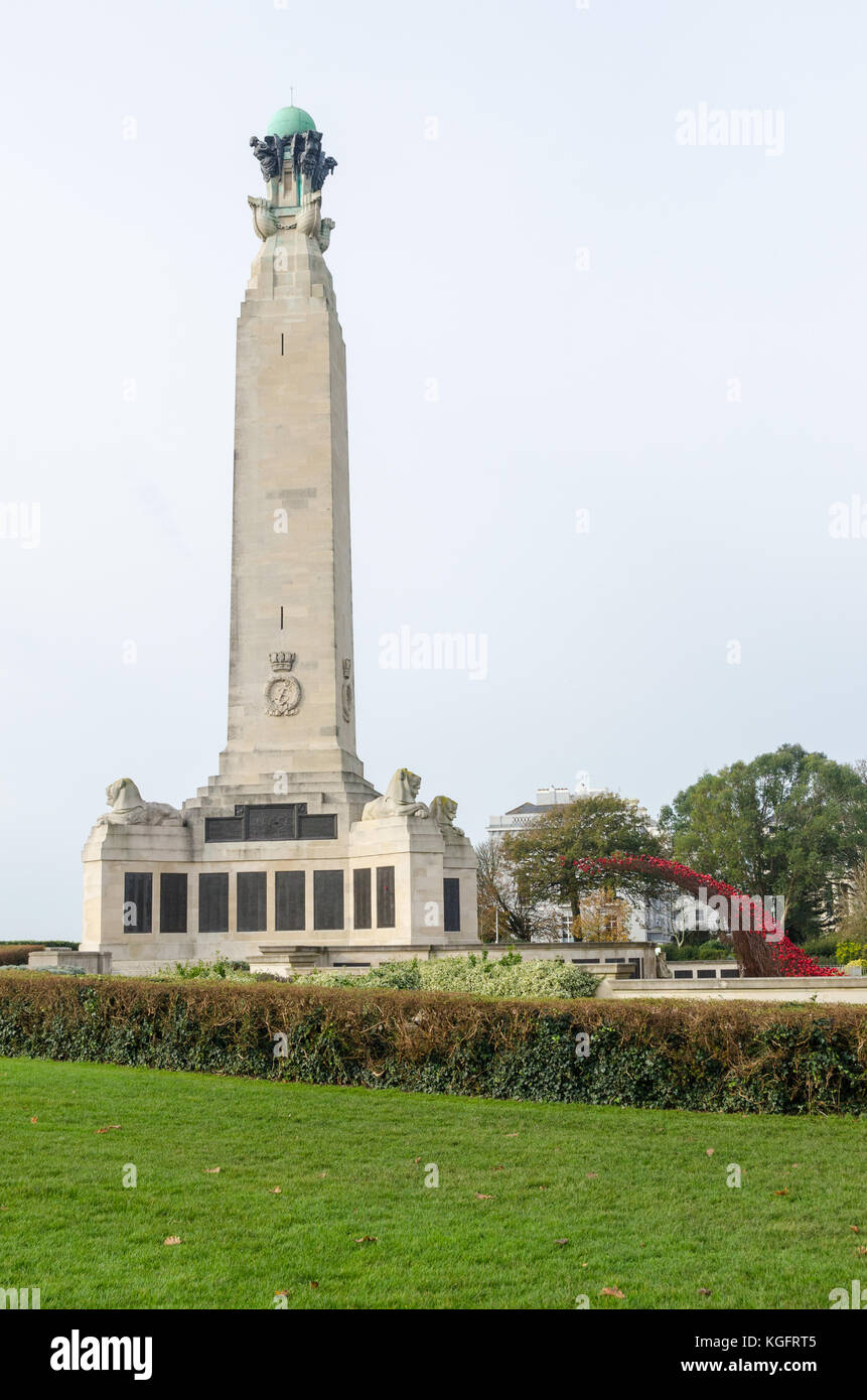 The Plymouth Naval War Memorial on Hoe Promenade in Plymouth, UK Stock ...