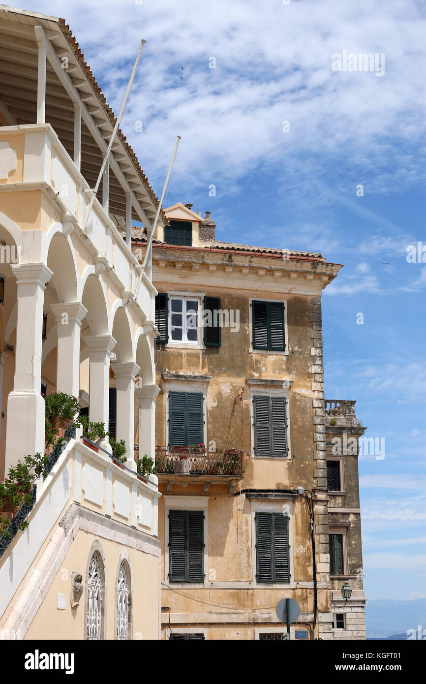 old buildings Corfu town Greece Stock Photo - Alamy