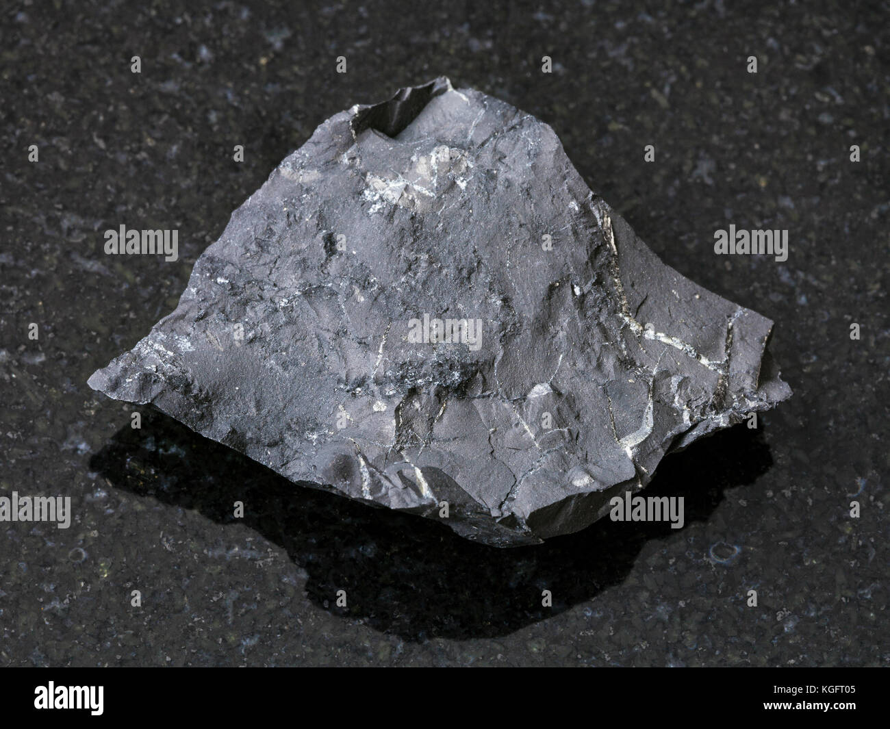macro shooting of natural mineral rock specimen - raw shungite shale ...