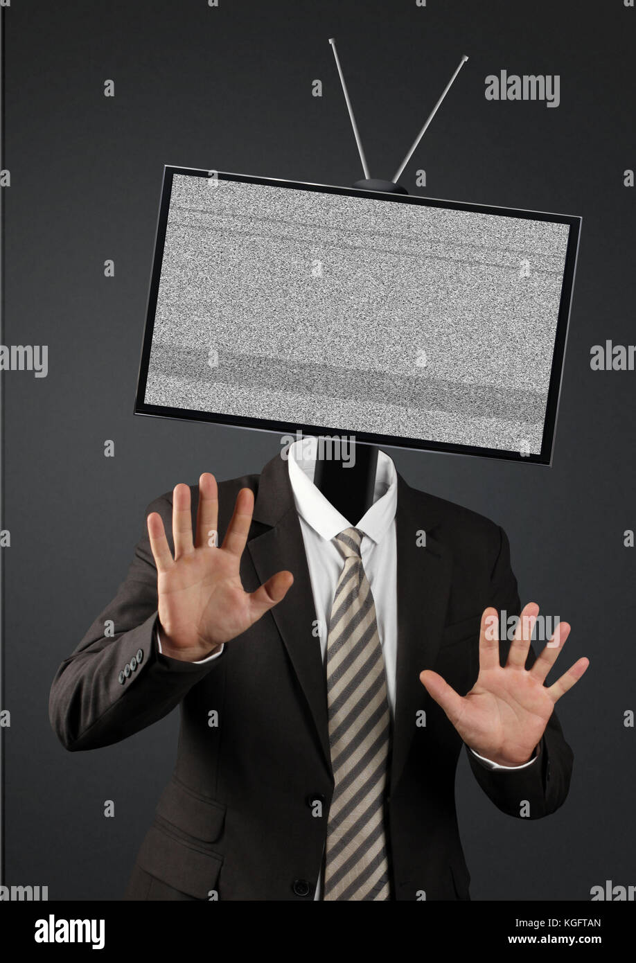 man with tv head, television addiction concept Stock Photo - Alamy