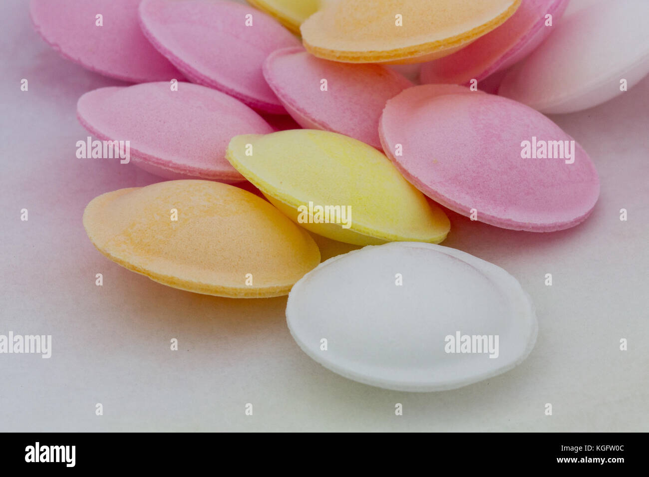 Sherbet 'flying saucers' children sweets in macro. October 2017 Stock ...