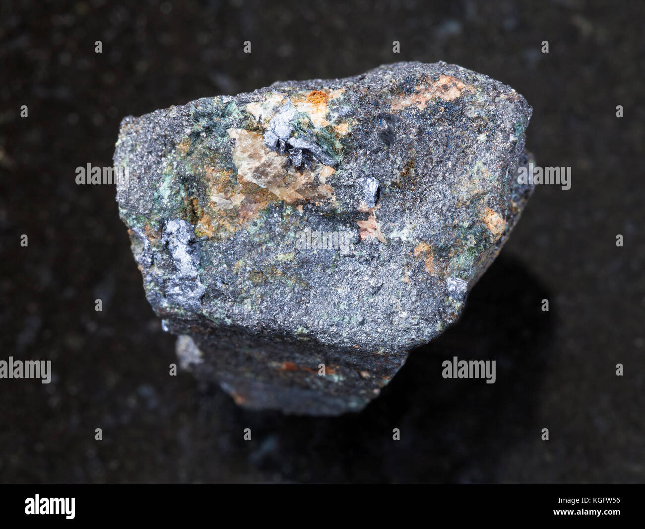 macro shooting of natural mineral rock specimen - rough Molybdenite ...