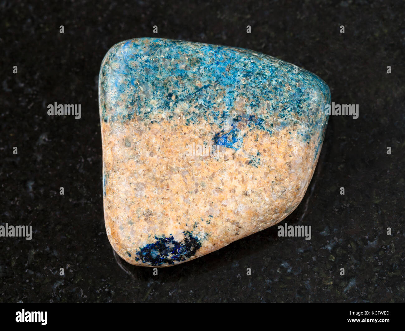 macro shooting of natural mineral rock specimen - tumbled azurite stone ...