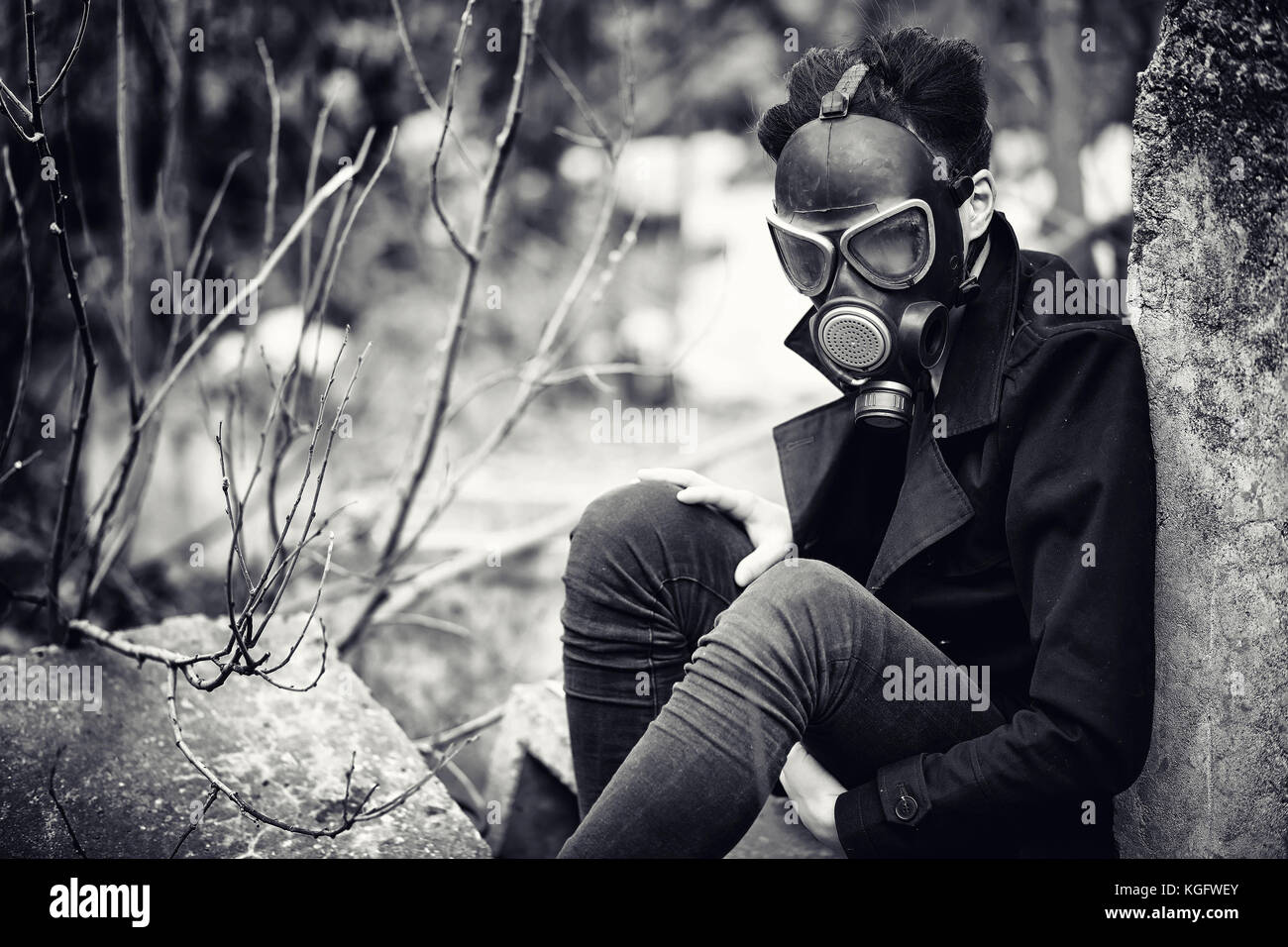 The guy in the coat and gas mask. Post-apocalyptic portrait of A Stock ...