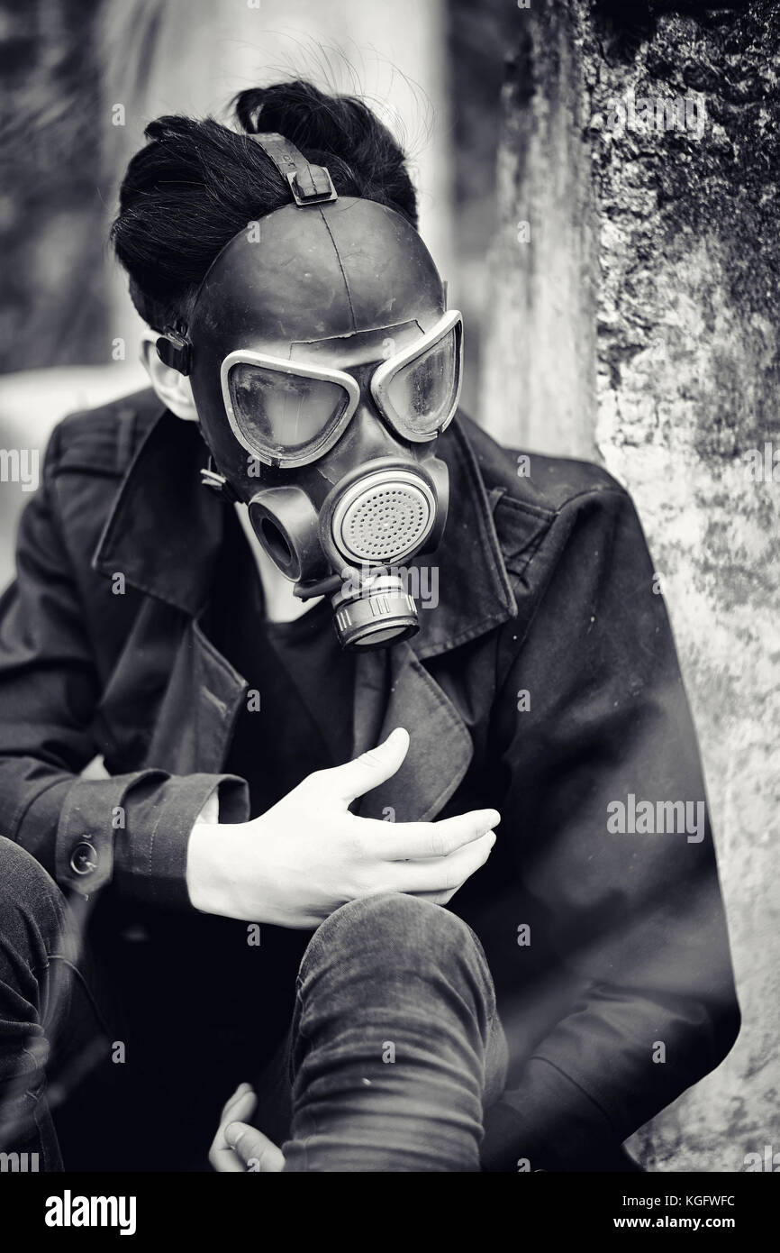 The guy in the coat and gas mask. Post-apocalyptic portrait of A Stock ...