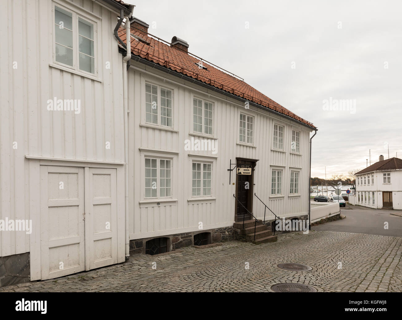 Grimstad, Norway - October 31, 2017: Henrik Ibsen museum in Grimstad ...