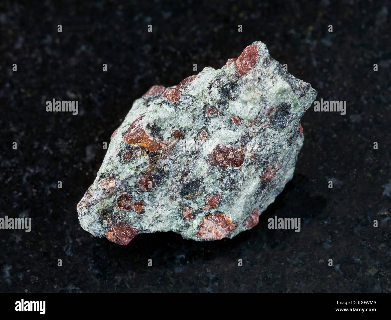 macro shooting of natural mineral rock specimen - rough eclogite stone ...