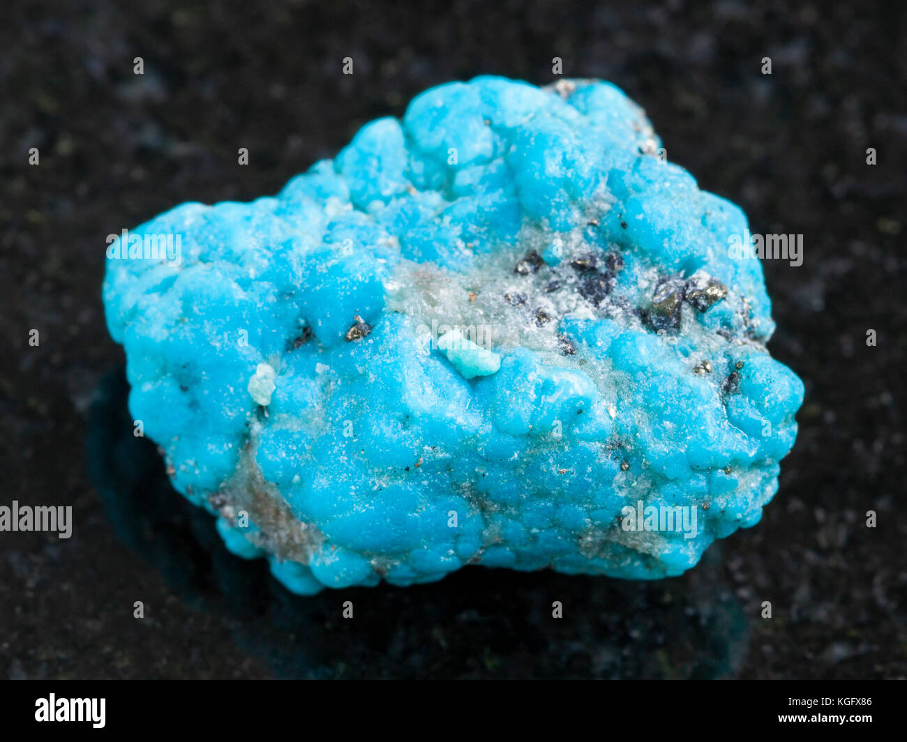 macro shooting of natural mineral rock specimen - raw blue Turquoise ...