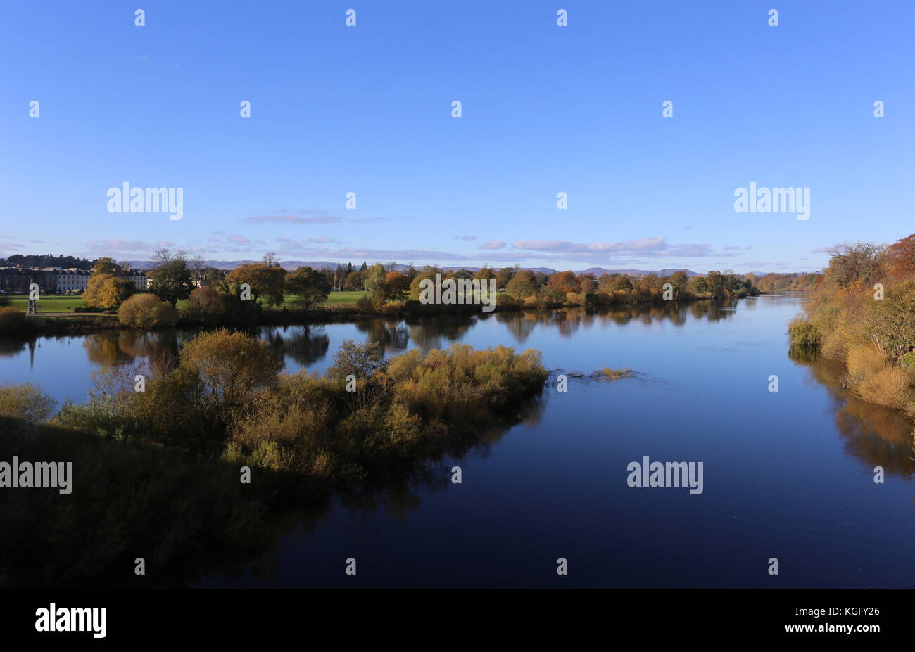 Elevated view of River Tay in autumn Perth Scotland November 2017 Stock ...