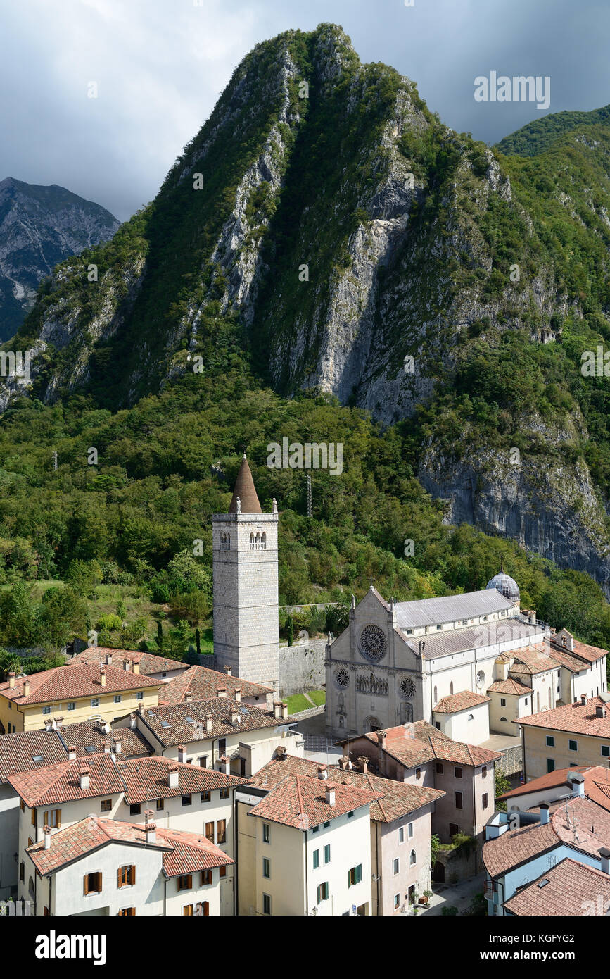 Gemona del Friuli (Italy) view with medieval cathedral after the ...