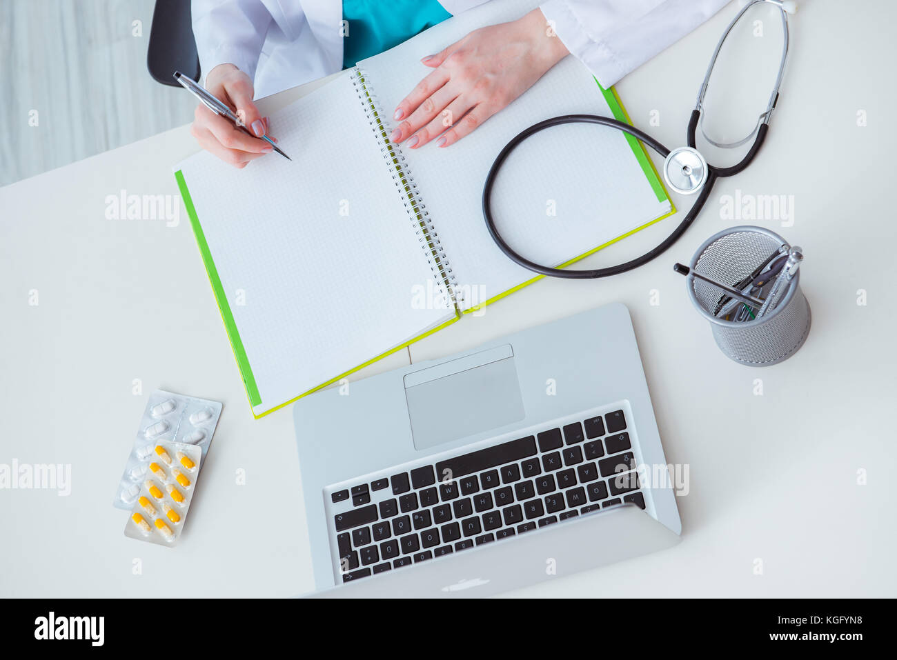 Hand writing medical prescription in computer Stock Photo - Alamy