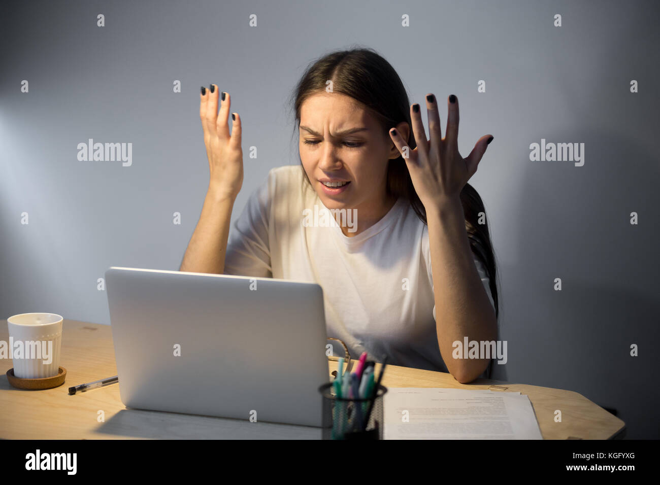 Frustrated With Computer, Arms High Resolution Stock Photography and ...