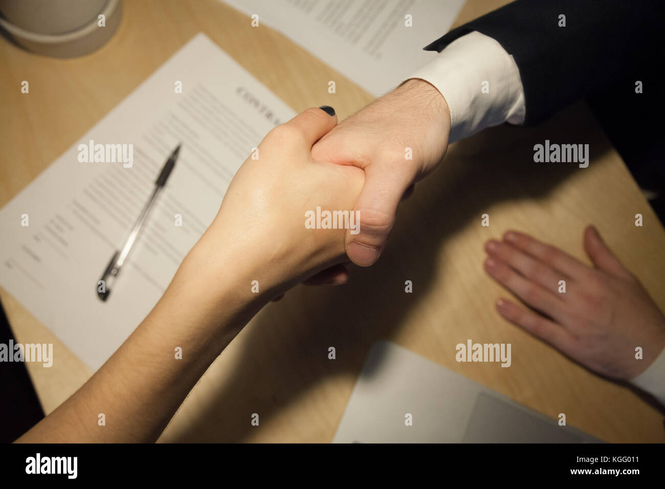 Top view handshake manager hi-res stock photography and images - Alamy