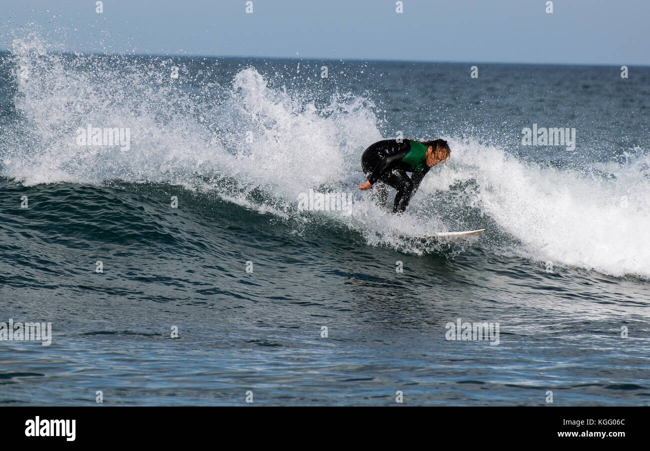 Surfer having fun in Son de Marina, Mallorca, Spain Stock Photo - Alamy