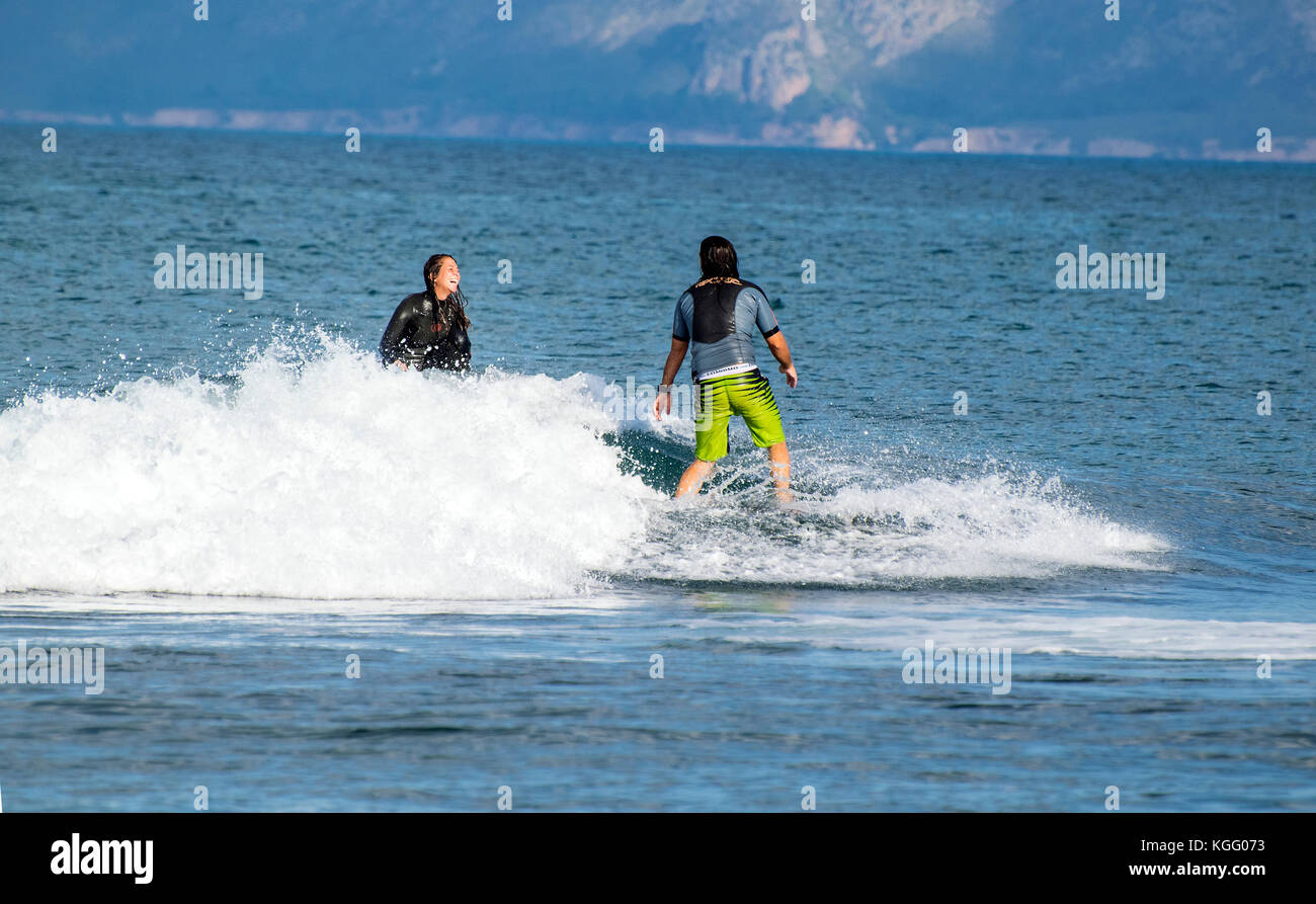 Surfer having fun in Son de Marina, Mallorca, Spain Stock Photo - Alamy