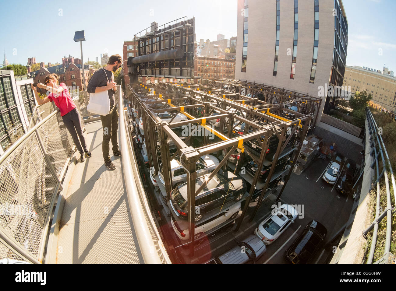 Automated Vehicle Storage System Parking lot. Viewed from the High Line ...