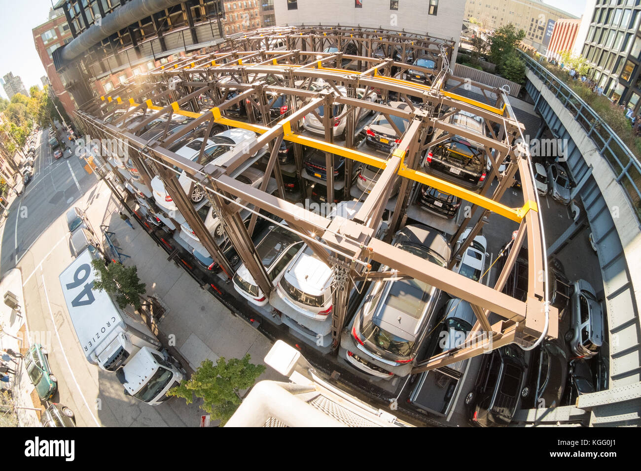 Automated Vehicle Storage System Parking lot. Viewed from the High Line ...