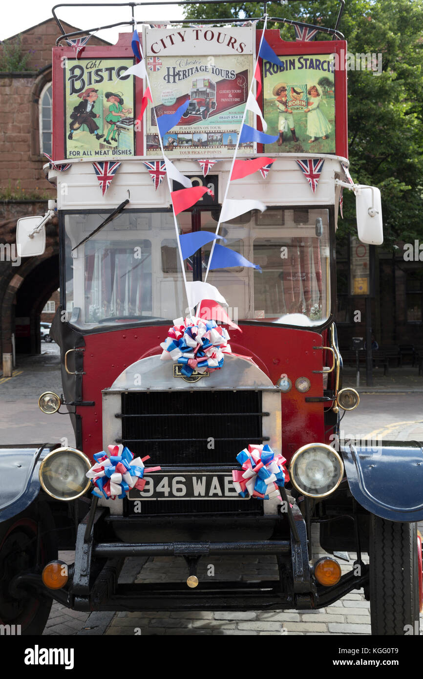 UK, Chester, tourist open topped tour bus Stock Photo - Alamy