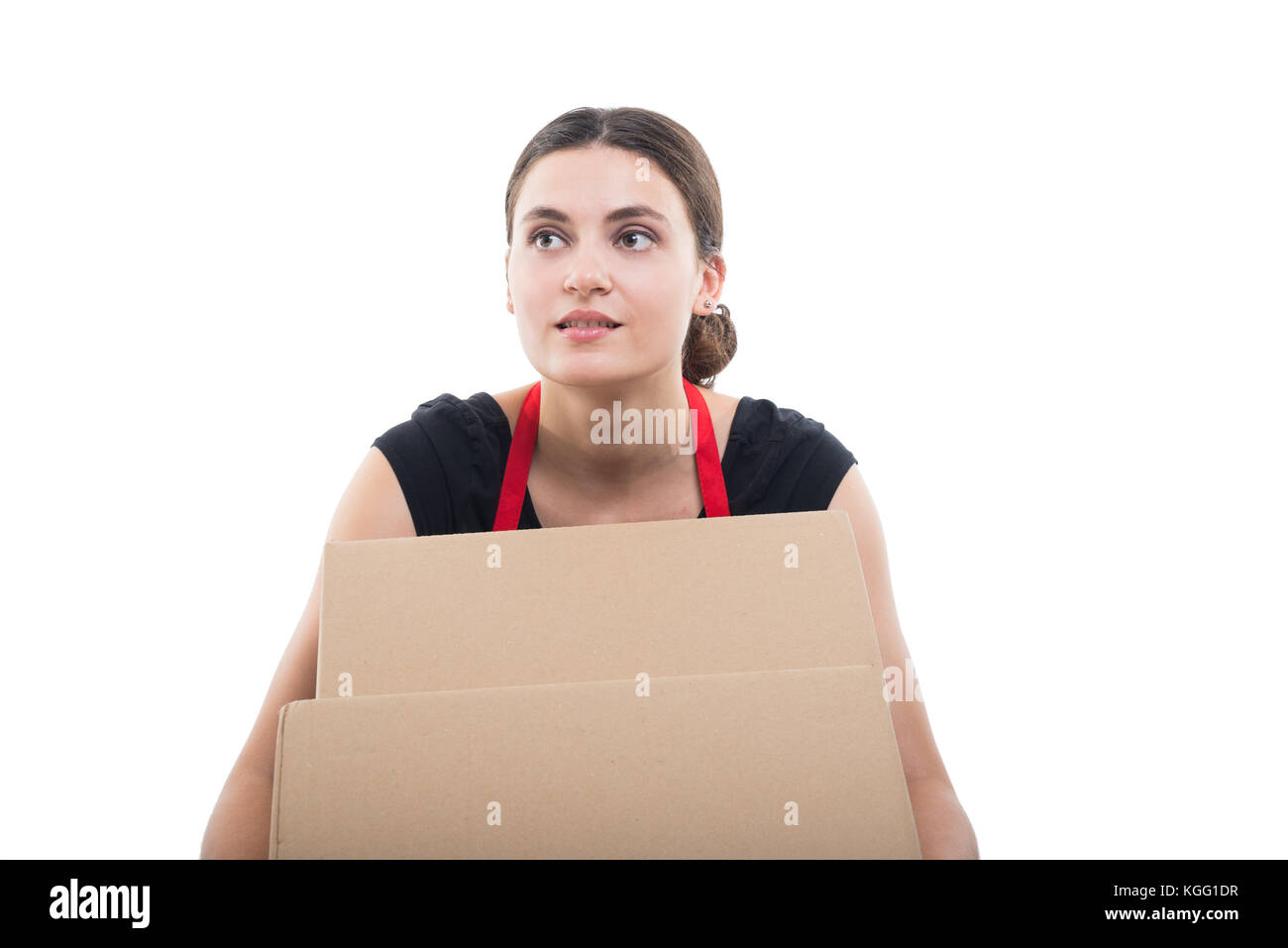 Supermarket employee receiving boxes with products for the store ...