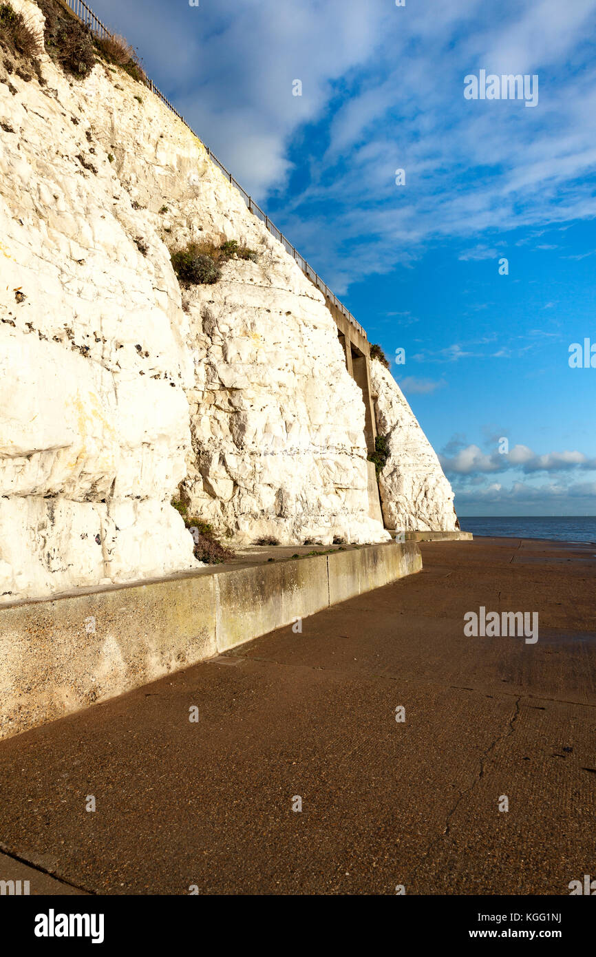 Concrete stucture supporting the chalk cliffs and footpath above ...