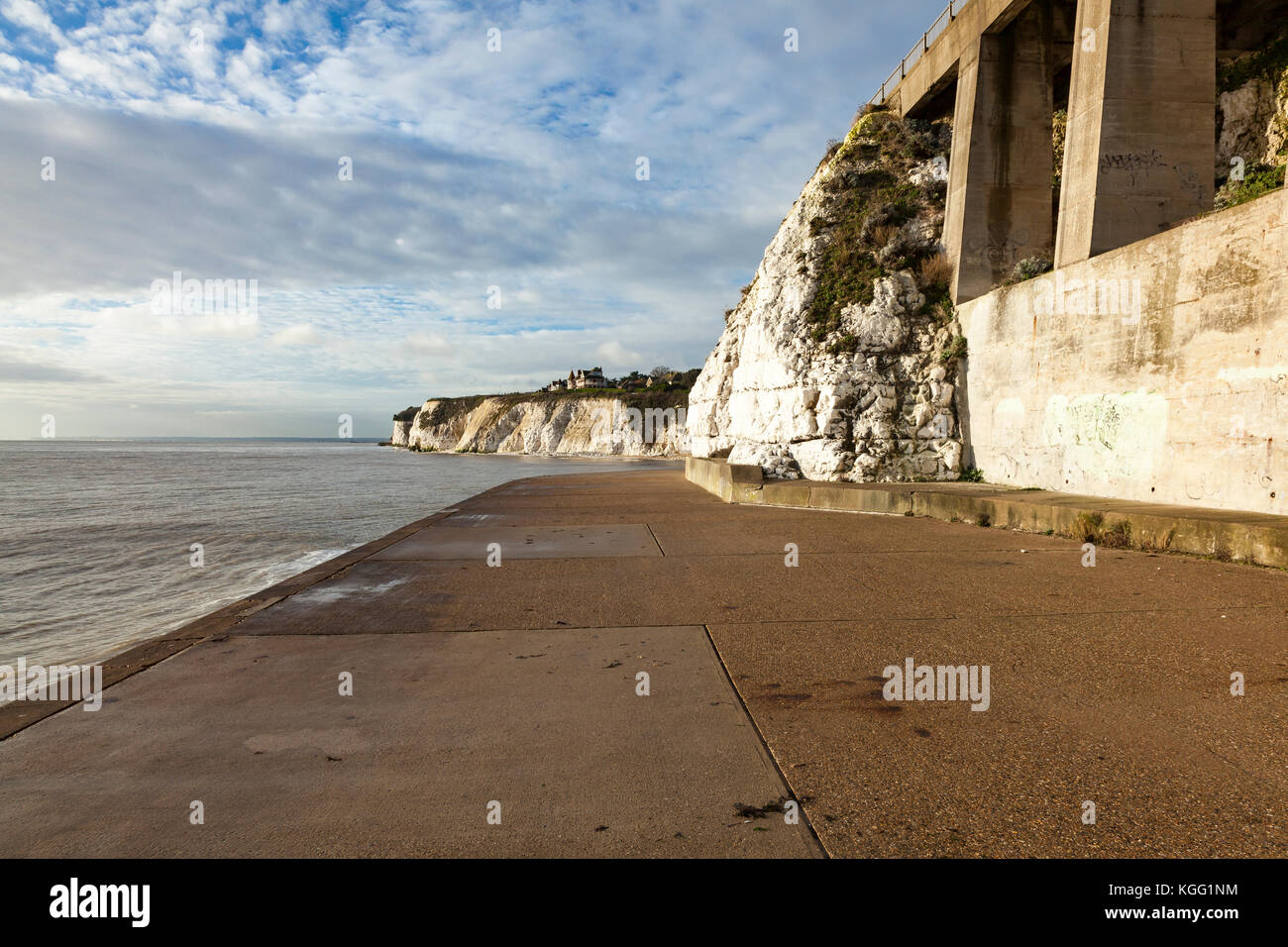 Concrete stucture supporting the chalk cliffs and footpath above ...