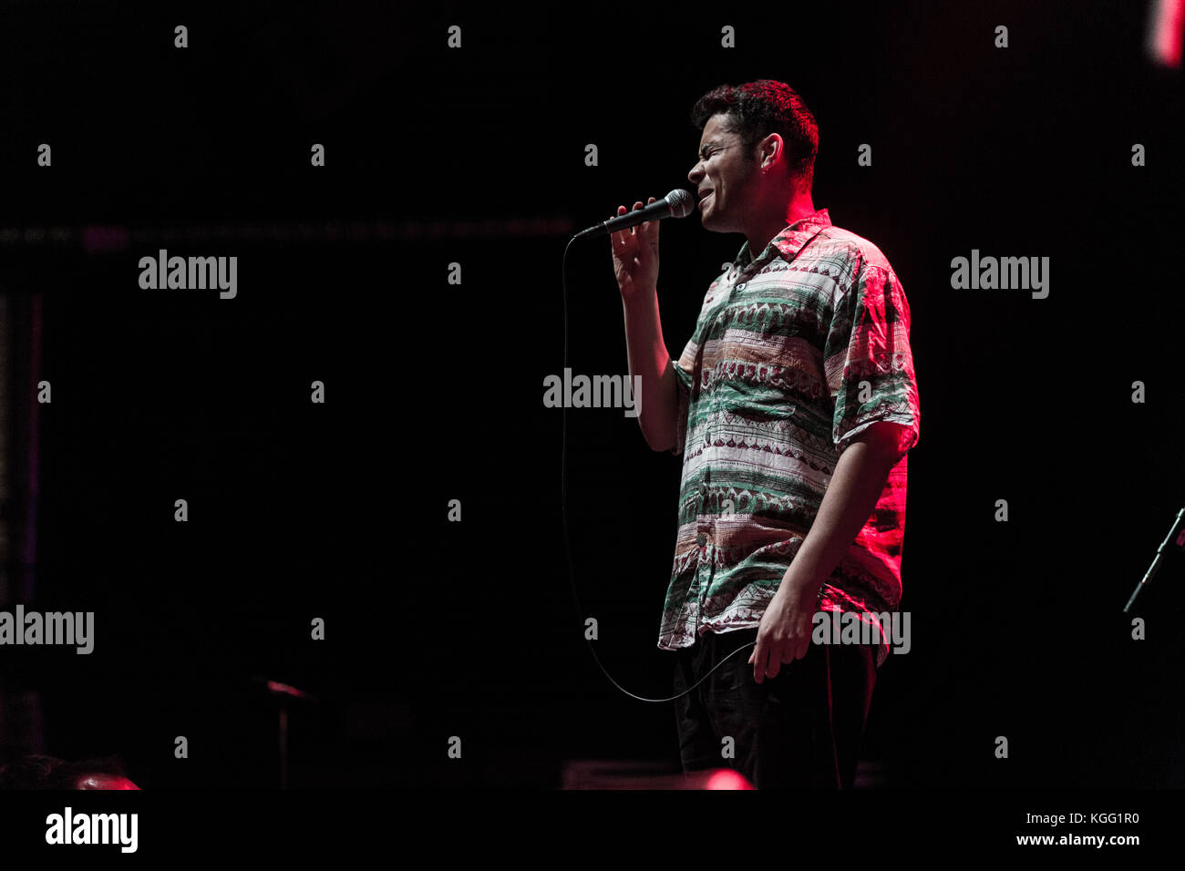 The English singer and songwriter Ady Suleiman performs a live concert ...
