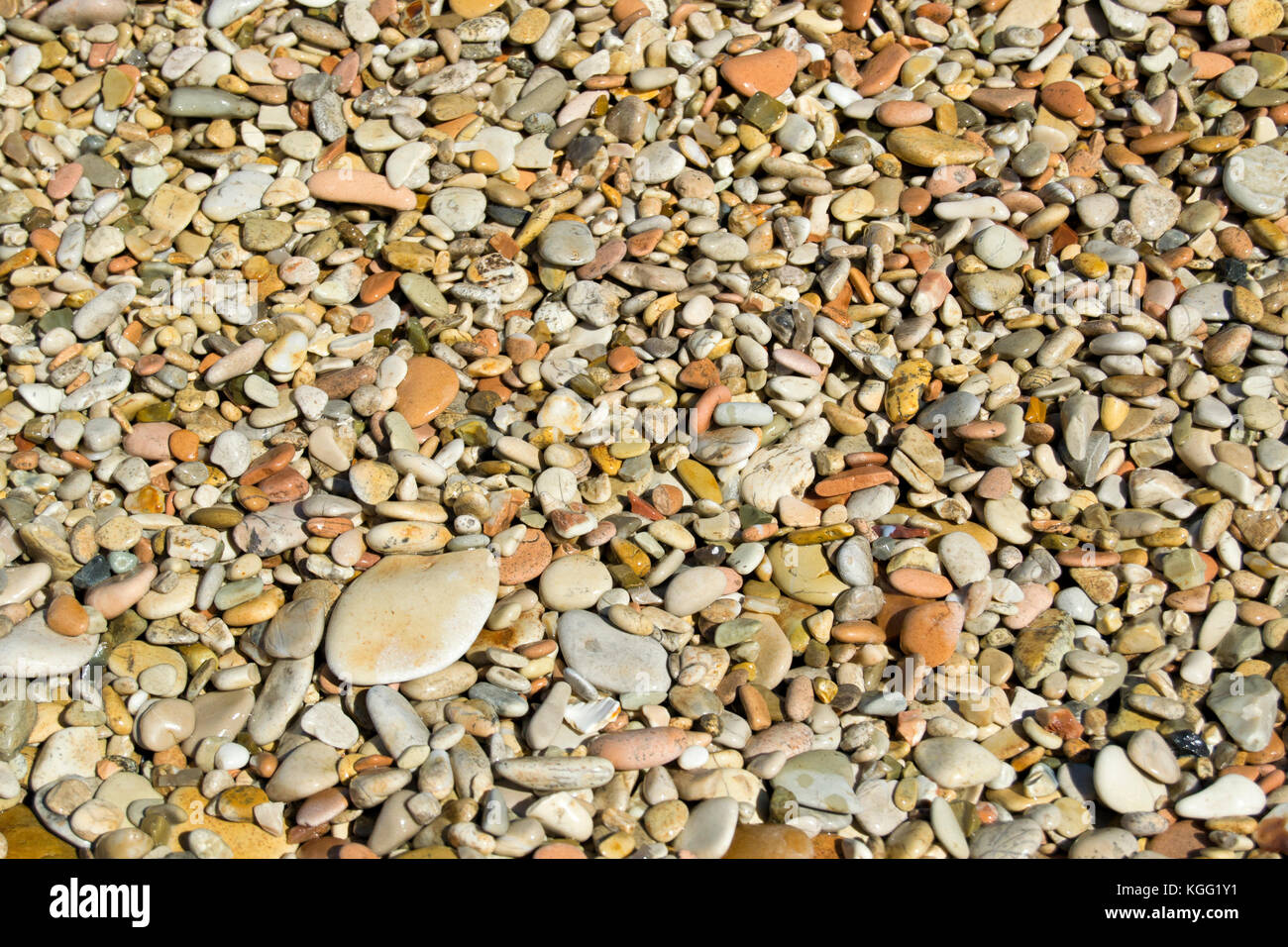 Small stones on a sea beach used as background or texture. For ...